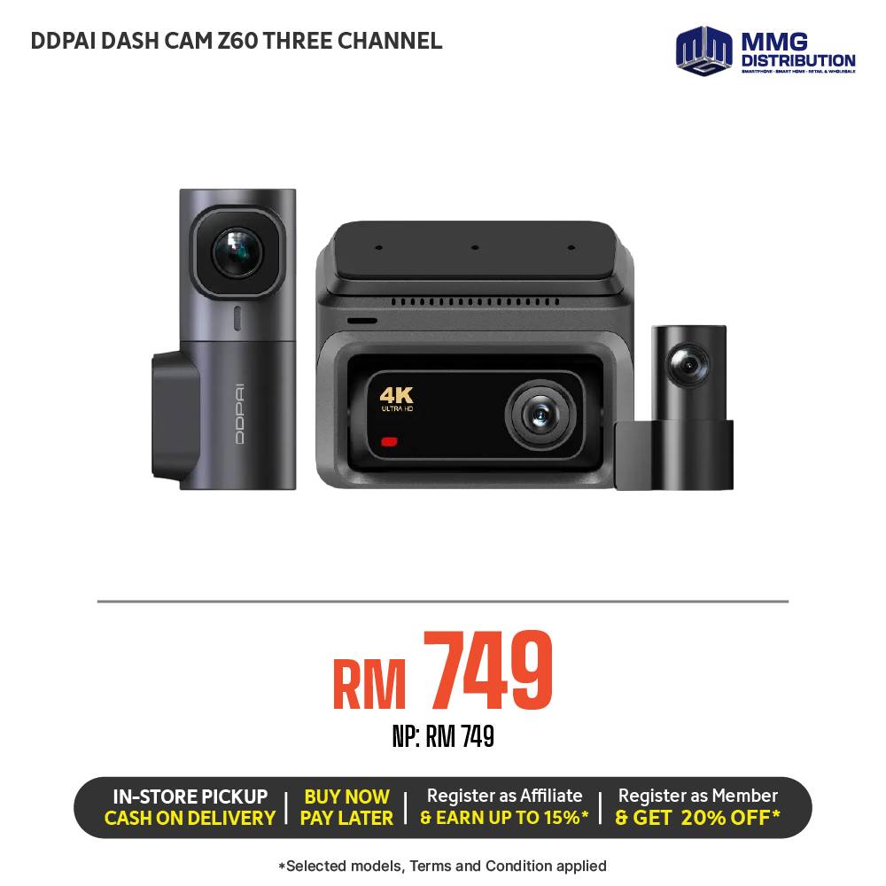 DDPAI Dash Cam Z60 Three Channel - Original DDPAI Malaysia Set