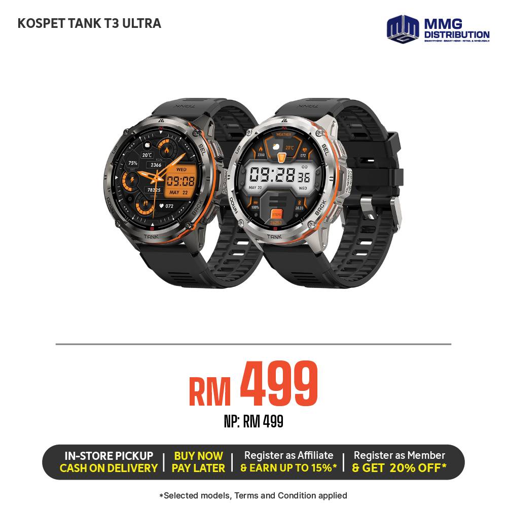KOSPET Tank T3 Ultra Smart Watch - Original KOSPET Malaysia Set